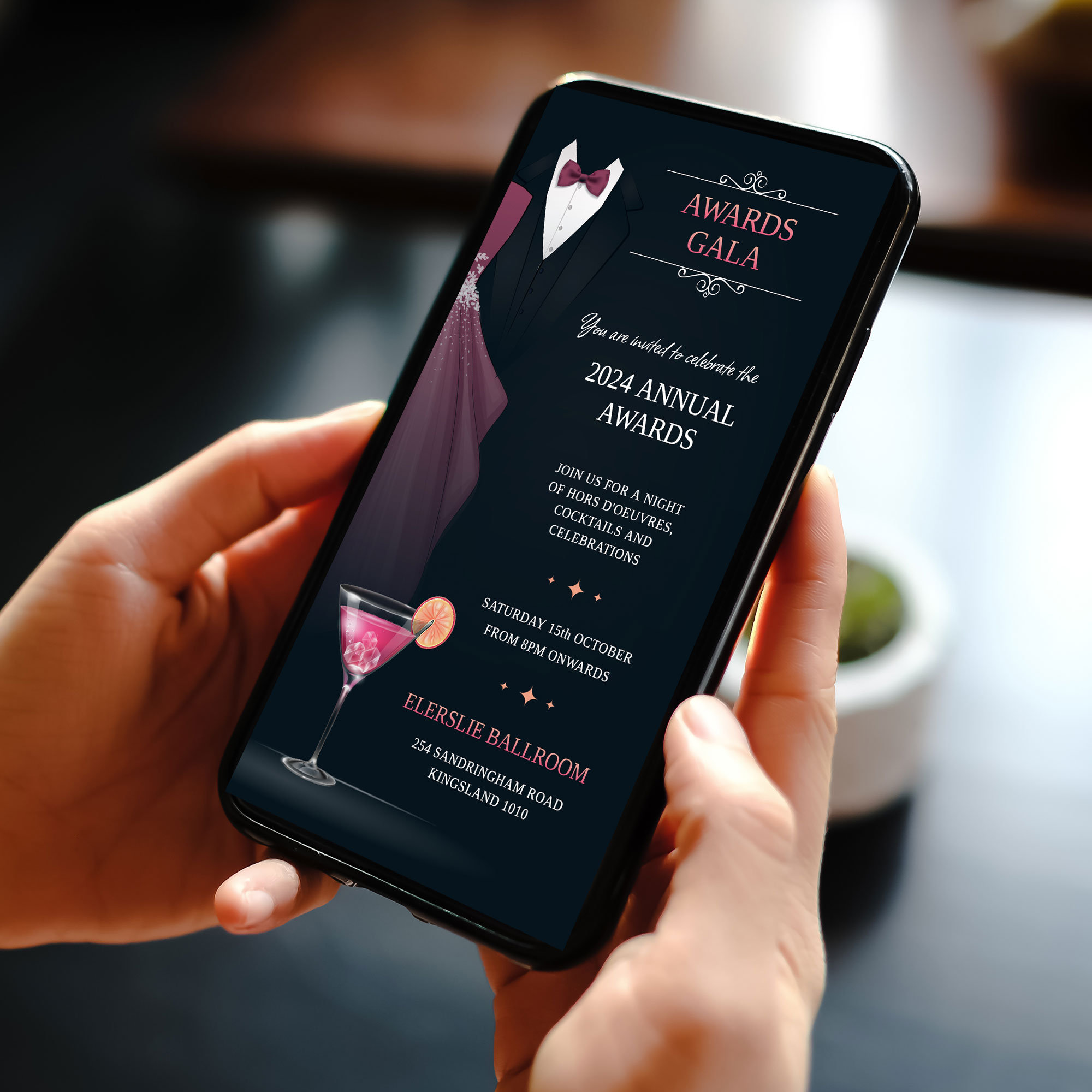 Elegant Black Tie Party Invitation | Cosmopolitan Cocktail Party ...