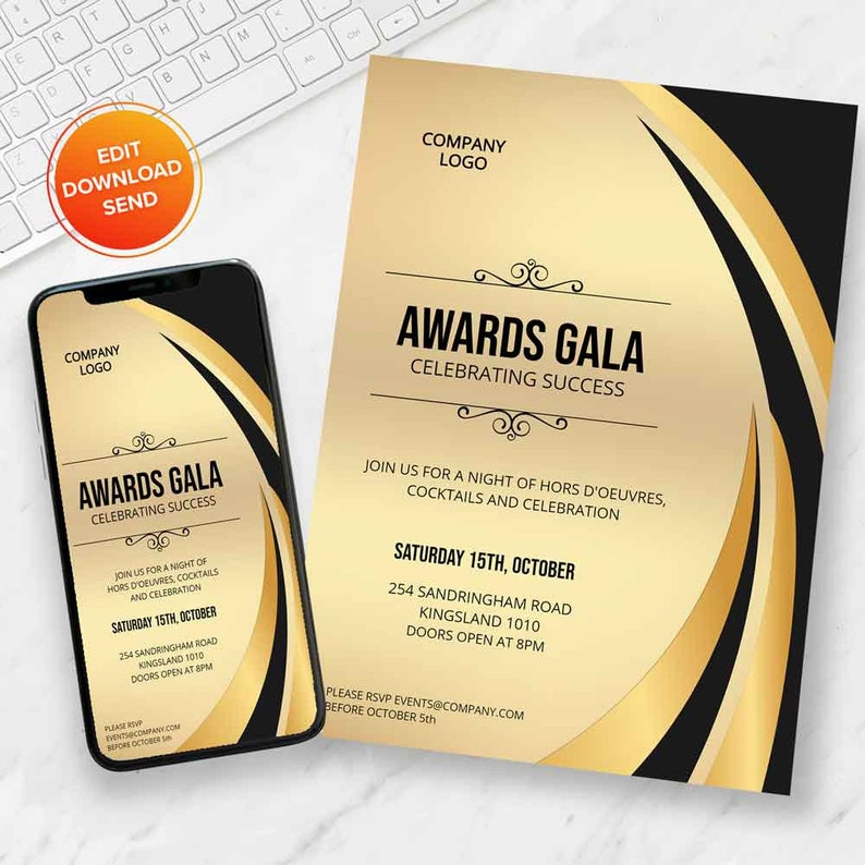 Company Award Gala | Annual Awards Gala | Gold and Black Stripe ...