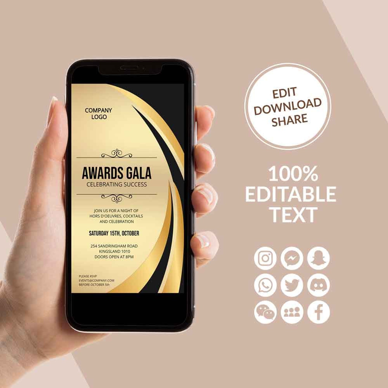 Company Award Gala | Annual Awards Gala | Gold and Black Stripe ...