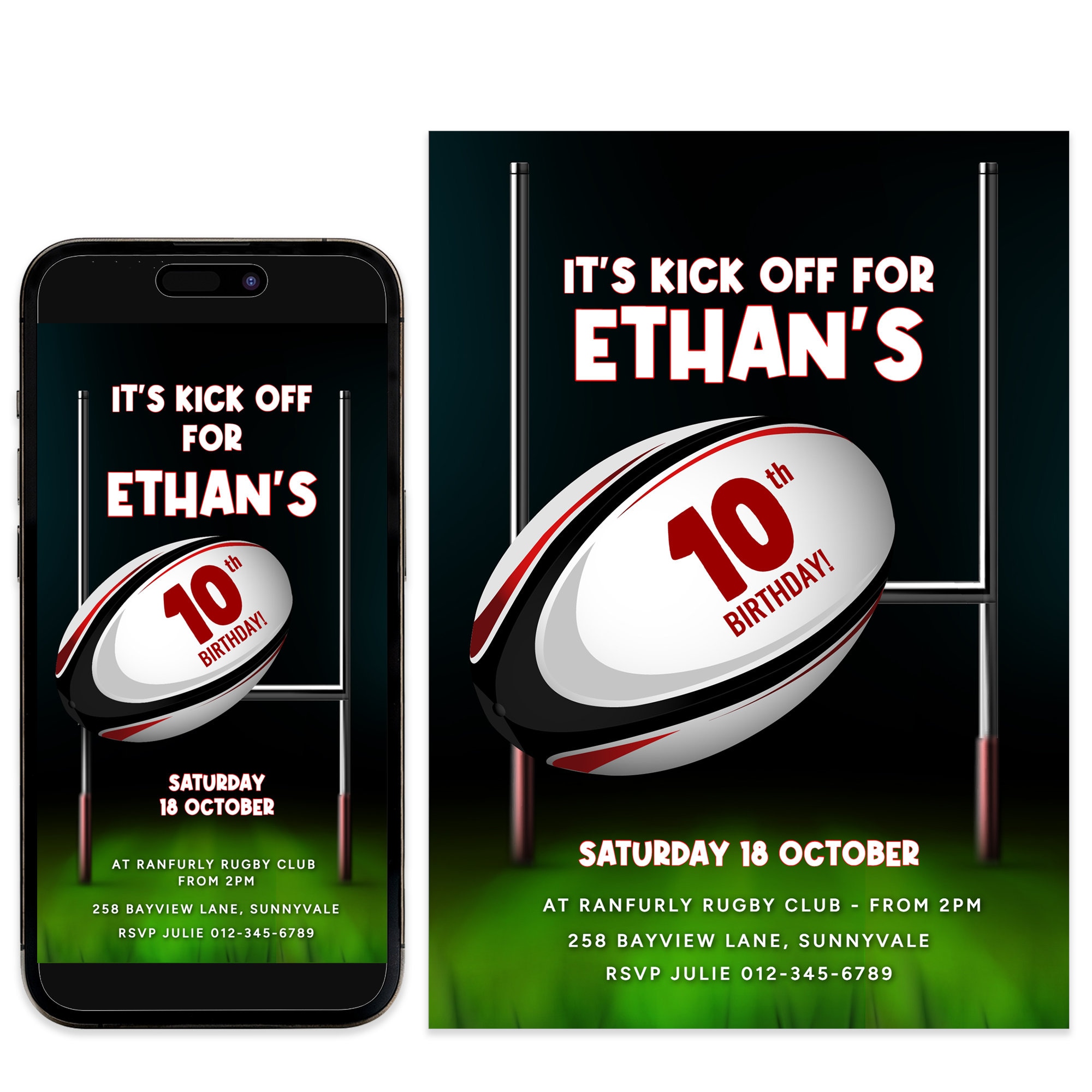 New Zealand Rugby Birthday Invitation: Editable Template (digital) - Etsy