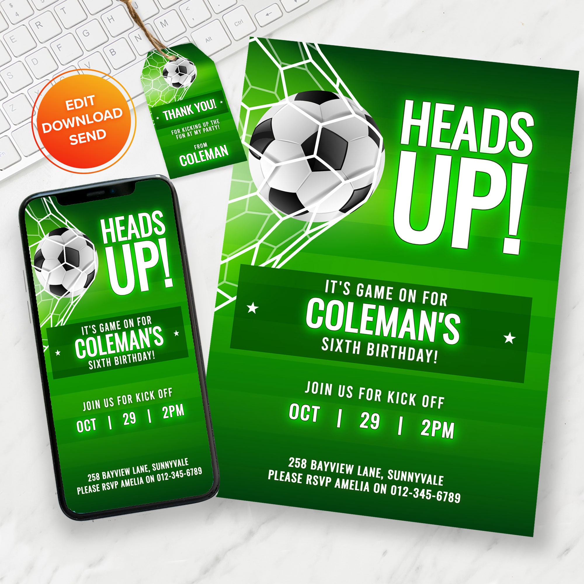 Football Birthday Invitation, Soccer Birthday Invite - Etsy