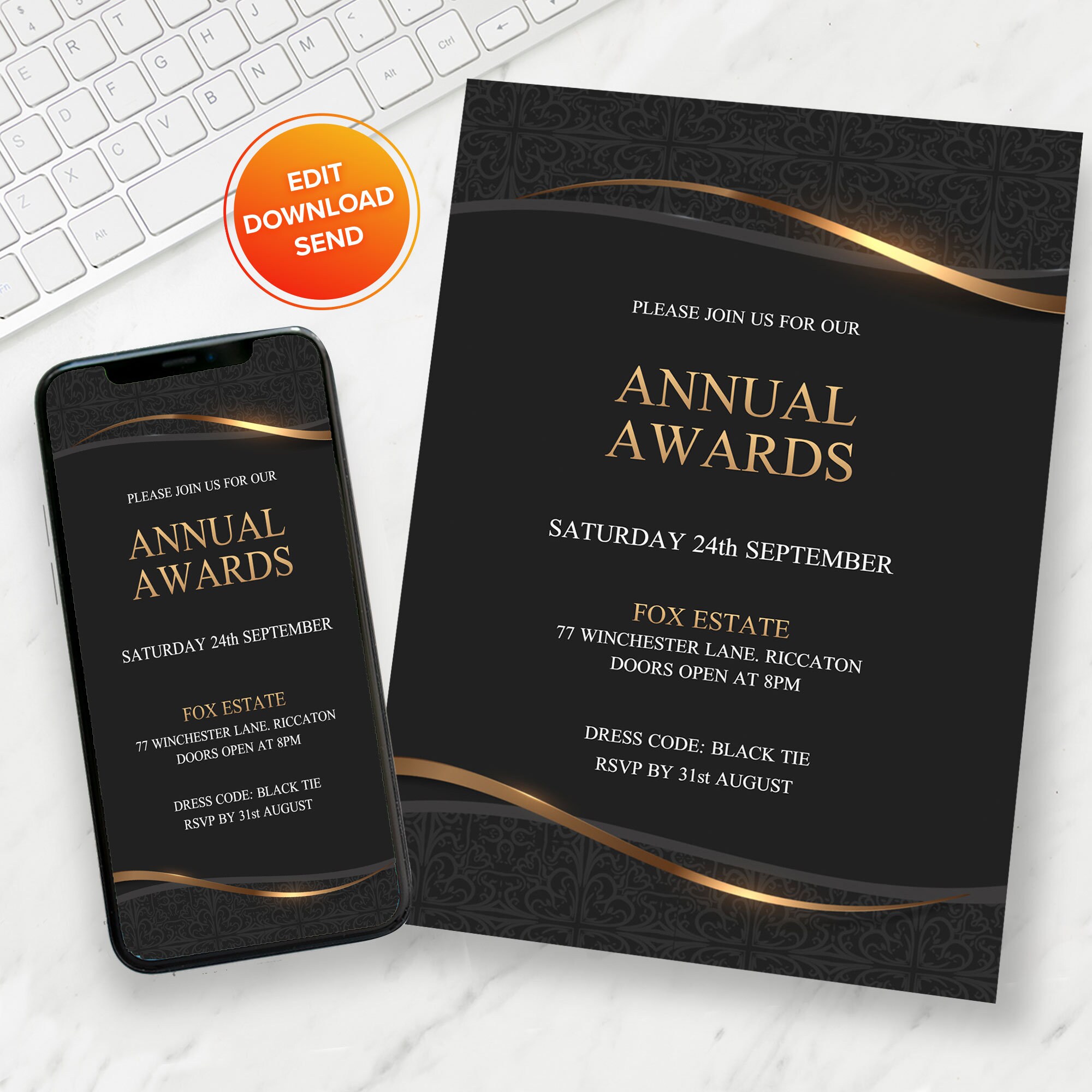 Editable Luxury Corporate Invitation Bundle, Annual Awards Invitation ...