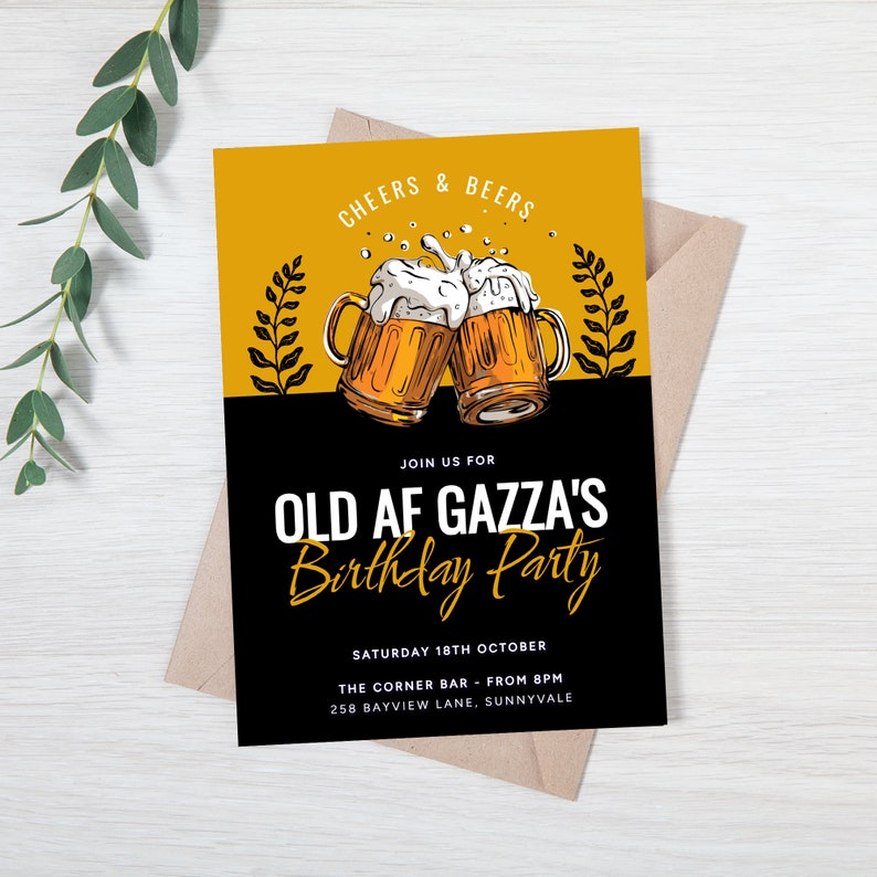 Editable Beers Birthday Invitation: Funny Men's Invite (digital ...