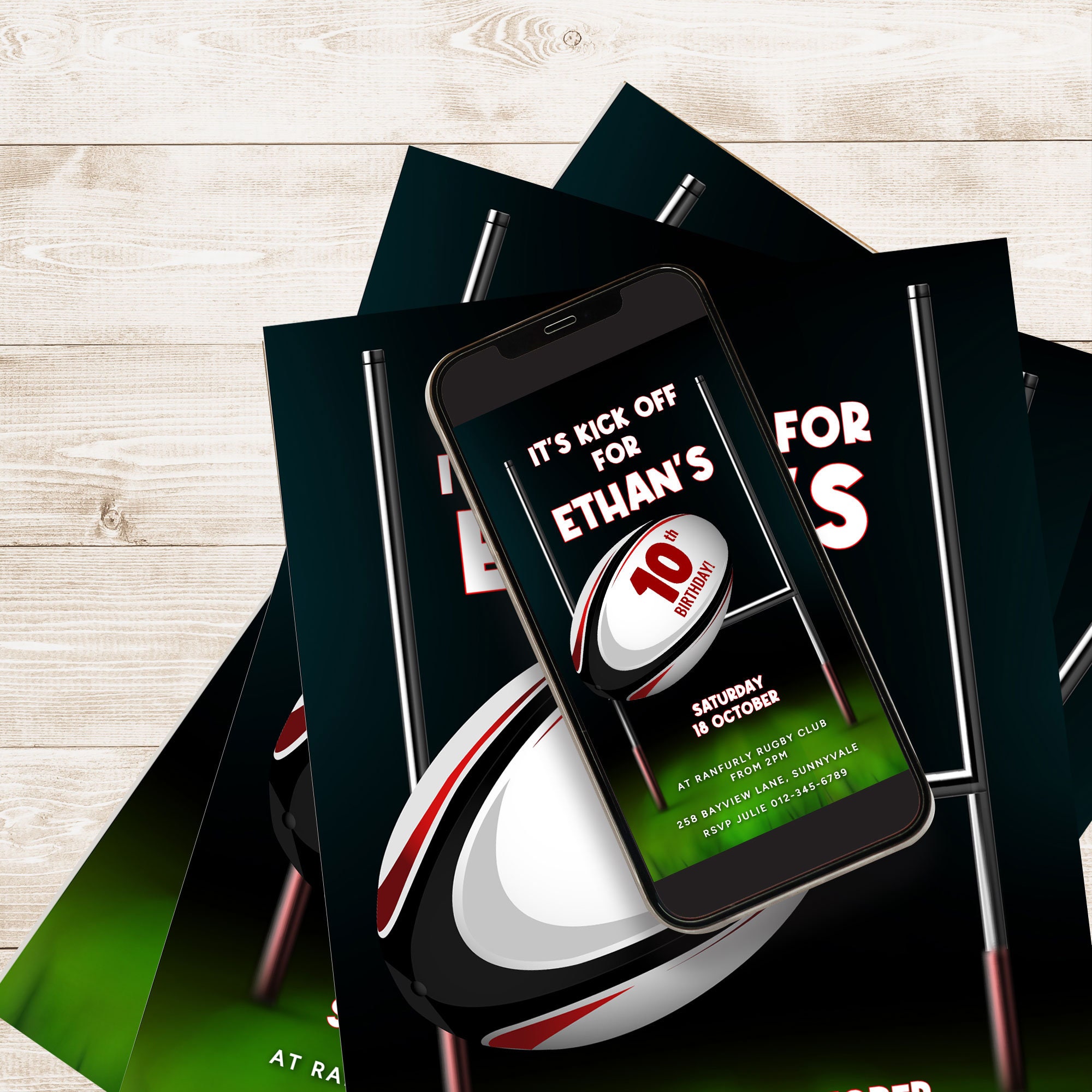New Zealand Rugby Birthday Invitation: Editable Template (digital) - Etsy
