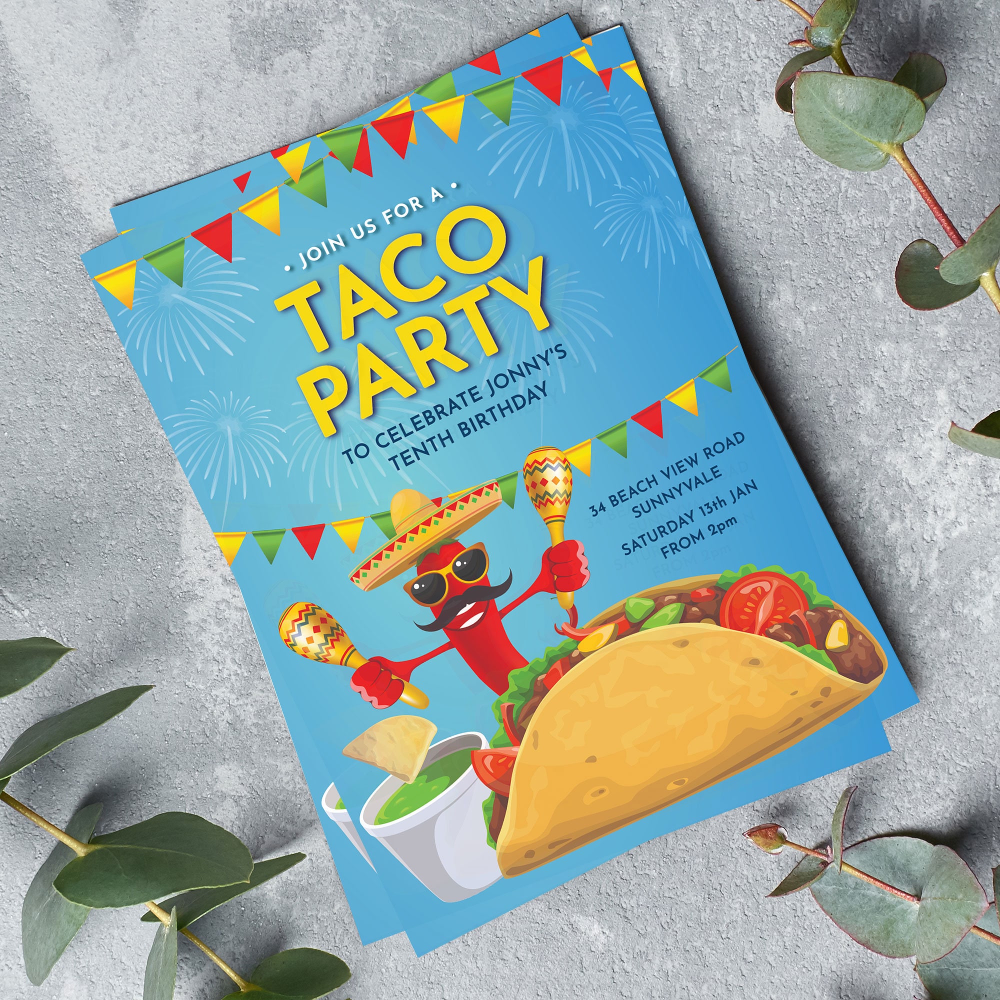 Taco Party Invitation, Taco Birthday Invite, Fun Taco Invite, Editable ...