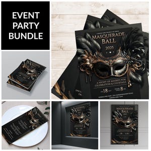 Masquerade Party Bundle. Masquerade Ball Invite, Table Card, Menu ...
