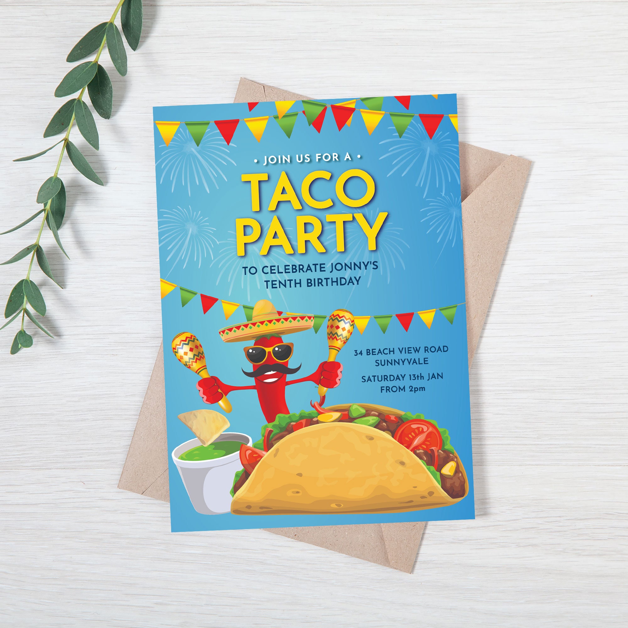 Taco Party Invitation: Editable Fiesta Birthday Invite (digital ...