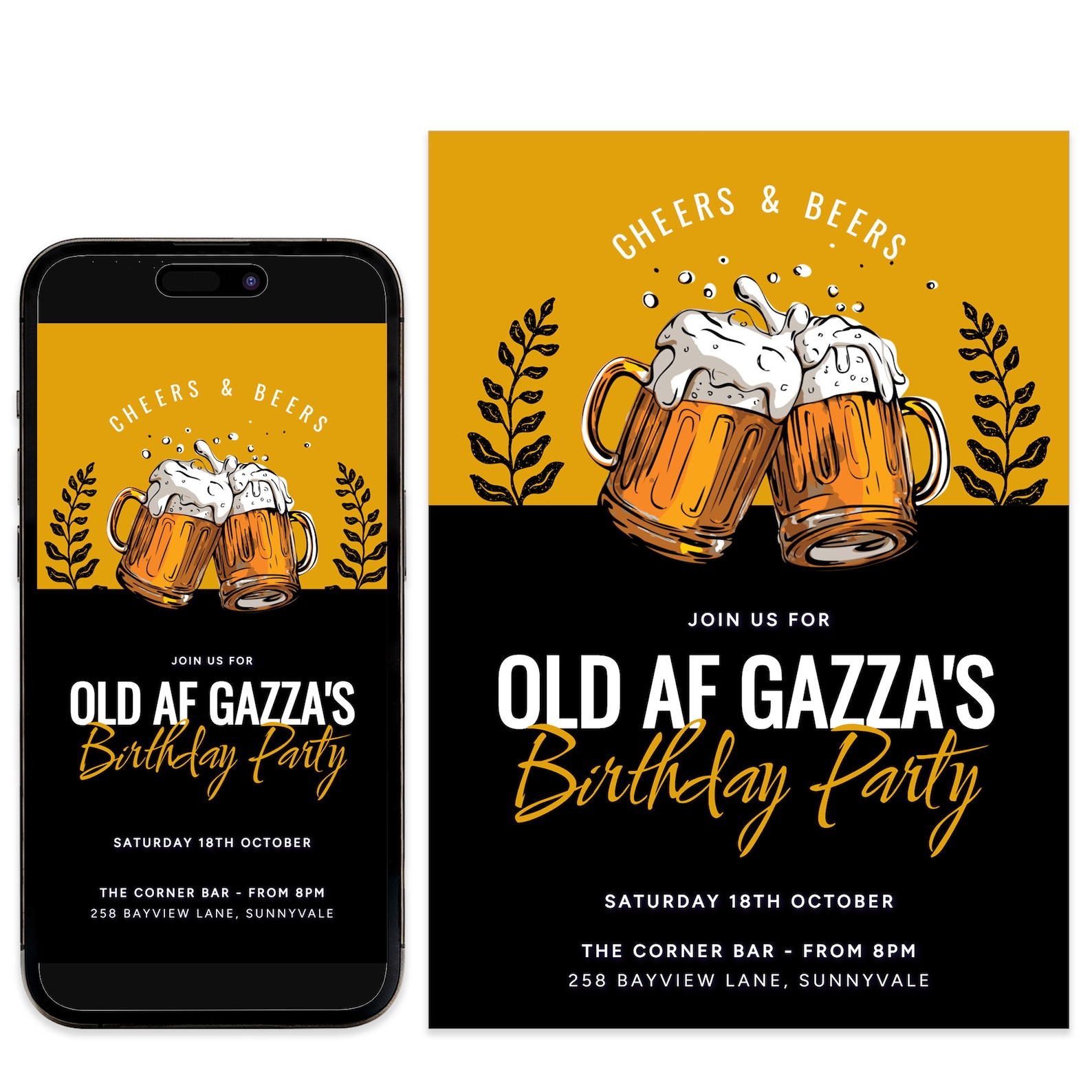 Editable Beers Birthday Invitation, Funny Birthday Invite, Men's ...