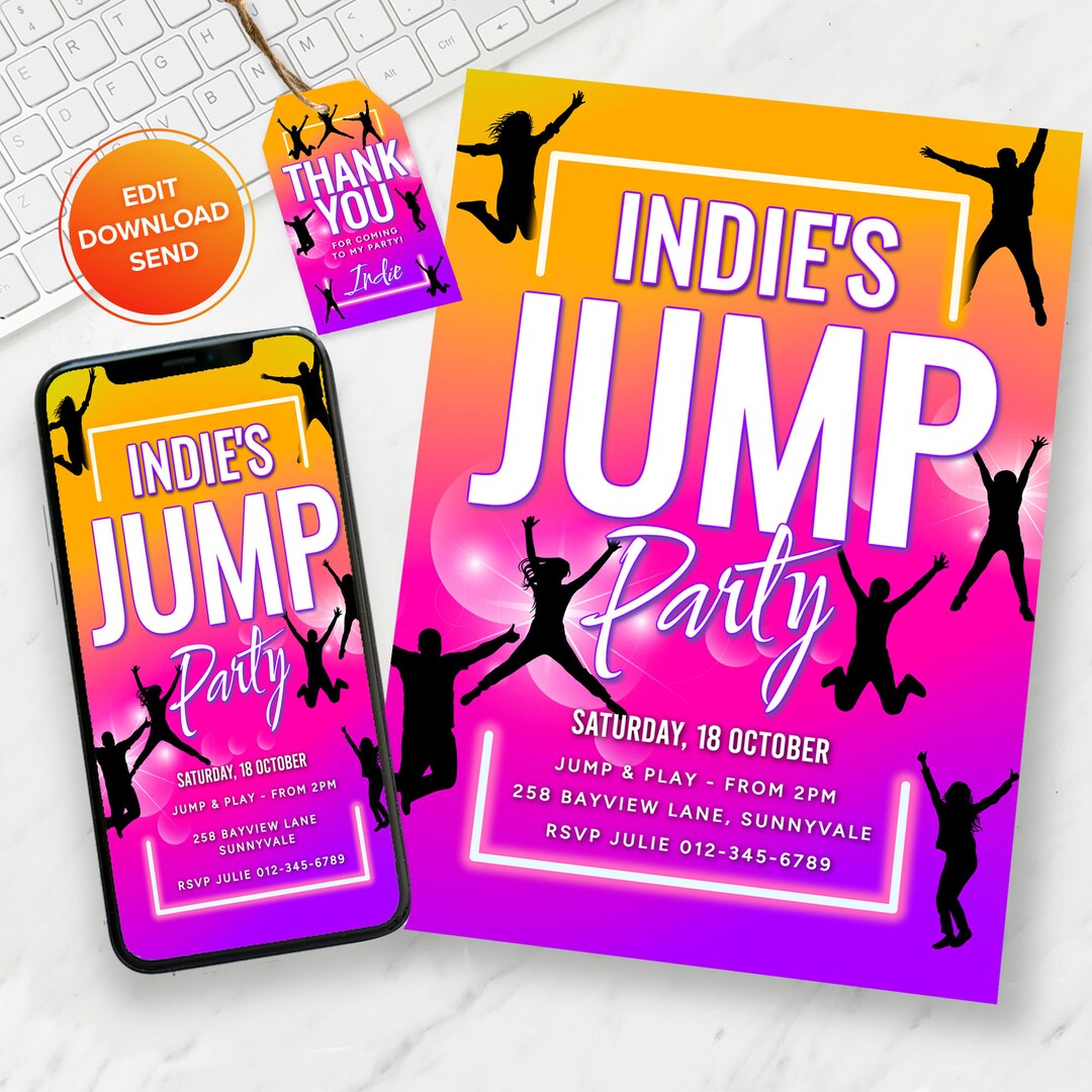 Editable Jump Birthday Party Invitation Jump Birthday Party - Etsy