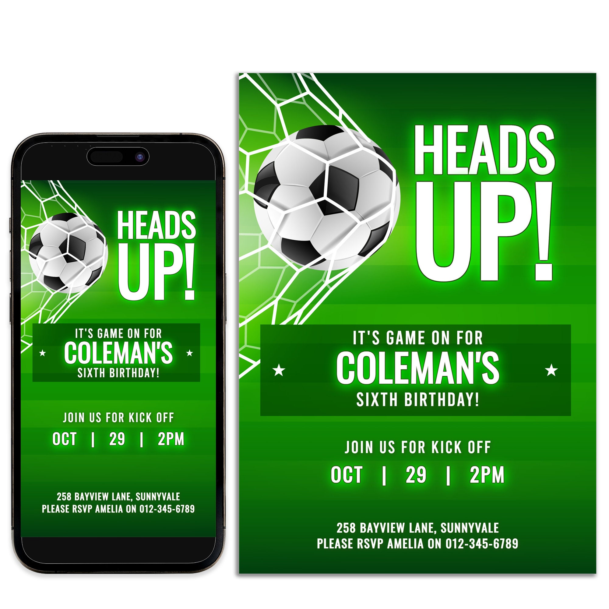Football Birthday Invitation, Soccer Birthday Invite - Etsy