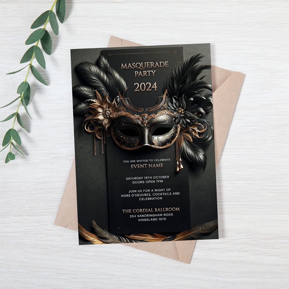 Masquerade Party Bundle. Masquerade Ball Invite, Table Card, Menu, Welcome Sign, Poster, Flyer ...