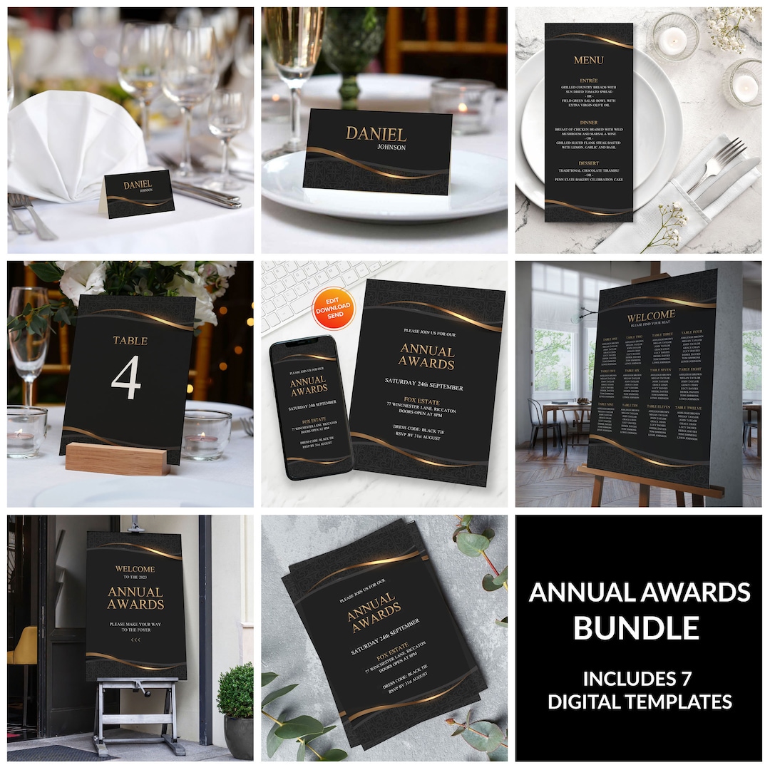 Editable Luxury Corporate Invitation Bundle, Annual Awards Invitation ...