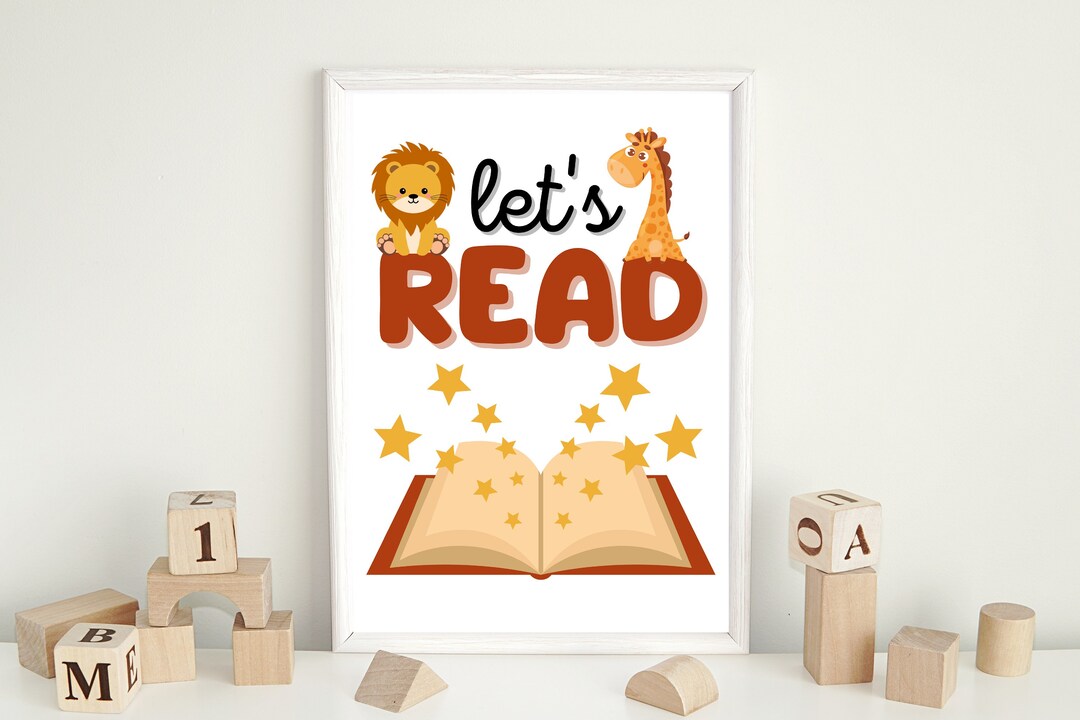 LET'S READ Wall Art, Kids Decor, Printable Poster, Bedroom Playroom ...