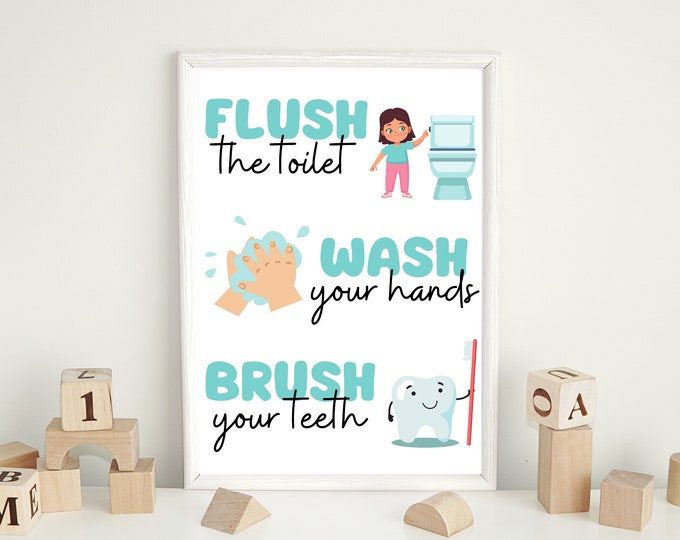 Set of 3 Printables Potty Reminders / Sea Theme / Wipe Your Bum, Flush ...