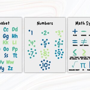 Set of 9 Educational Posters: Printable Pdfs for Playroom or School ...