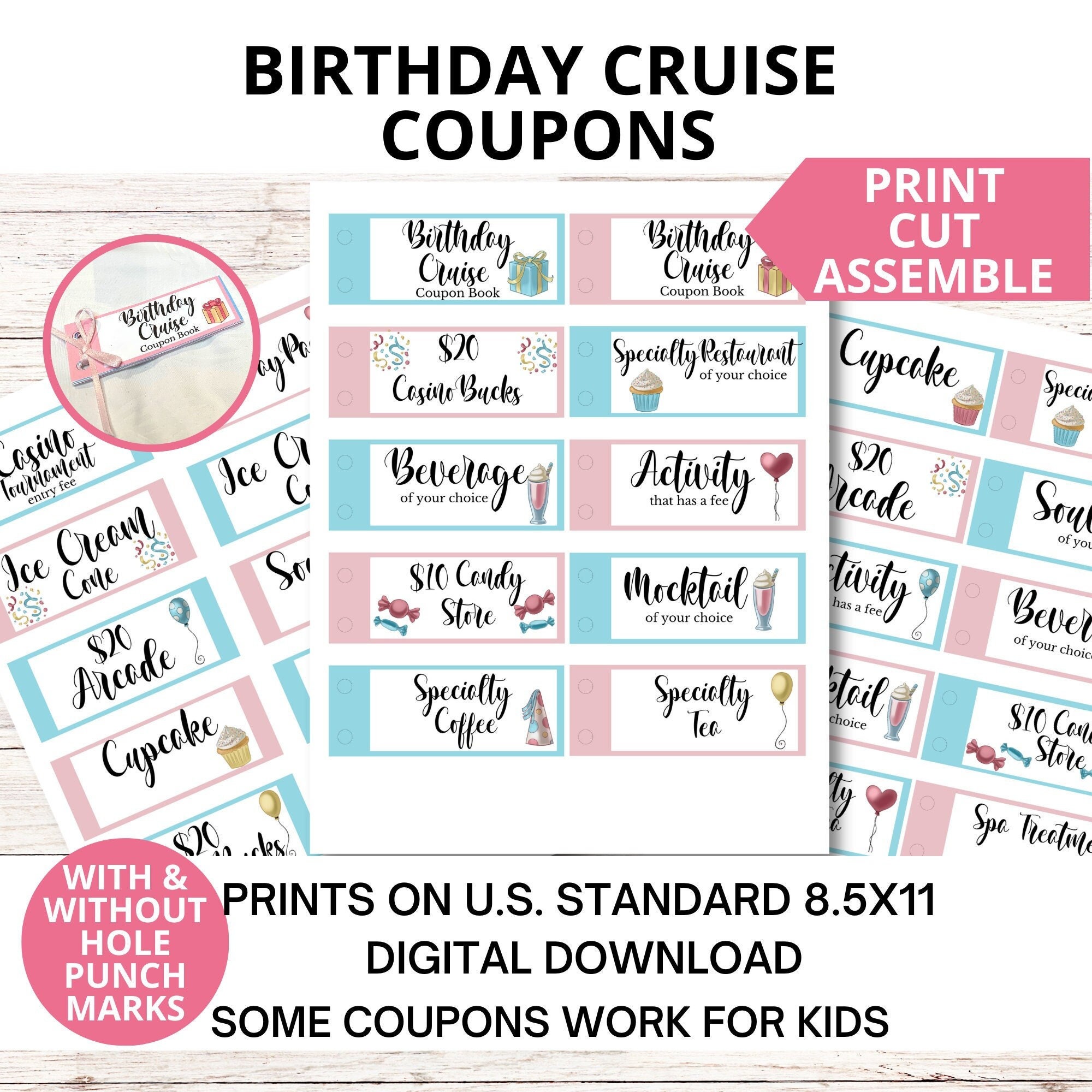 Birthday Cruise Coupon Book, Printable Cruise Coupons, Cruise Gift ...