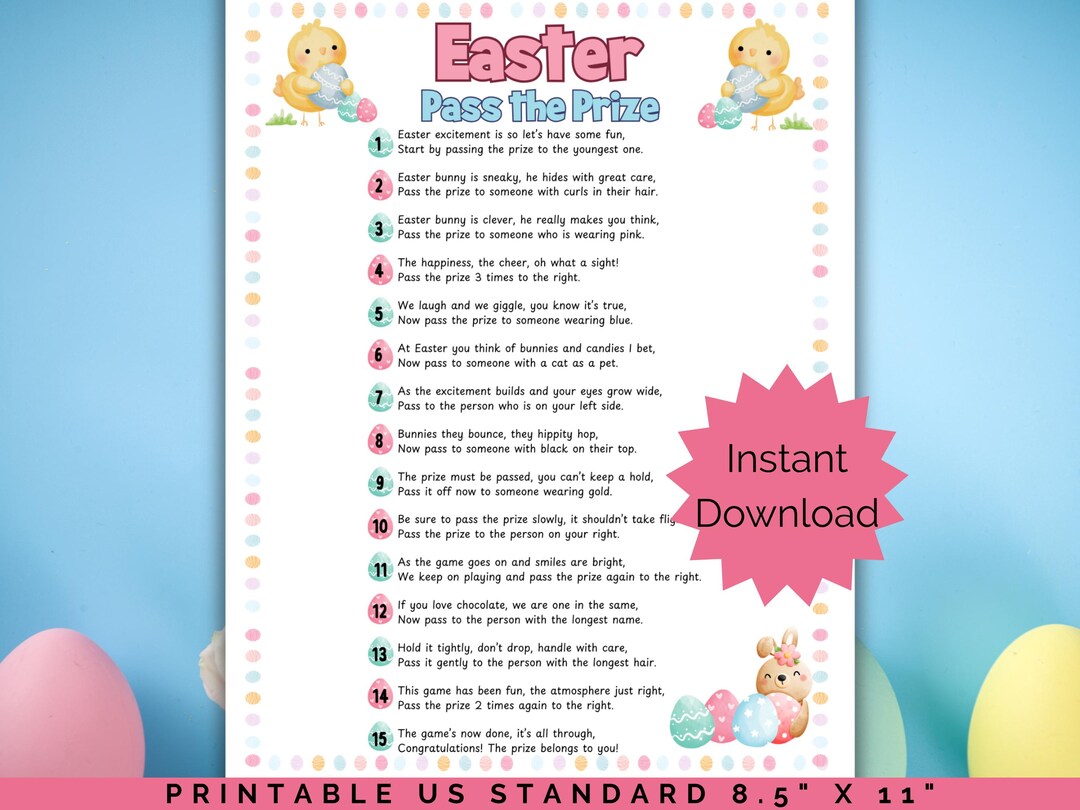 Easter Pass the Prize, Printable Kids or Family Easter Game - Etsy