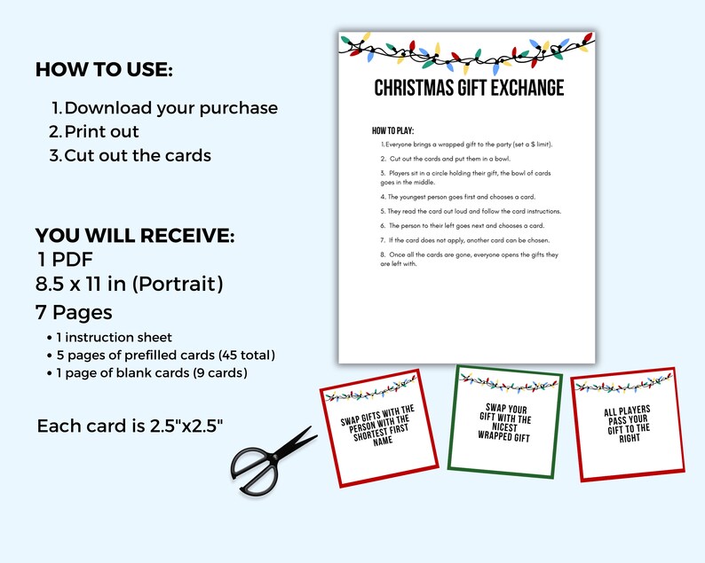 Christmas Gift Exchange Game Printable, Gift Swap Game, Secret Santa ...