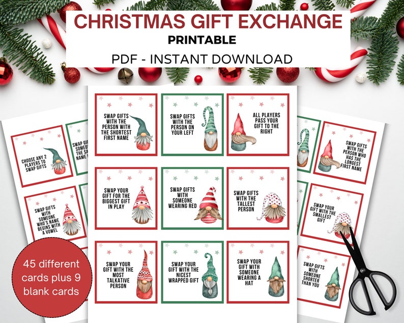 Printable Christmas Gift Exchange Game, Gift Swap Game, Secret Santa ...