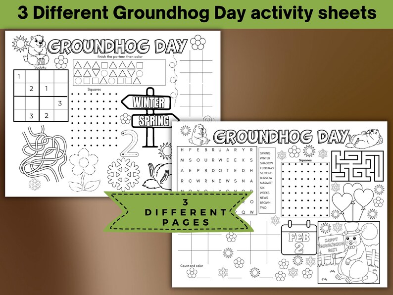 Groundhog Day Activity Placemats for Kids, Groundhogs Day Coloring ...