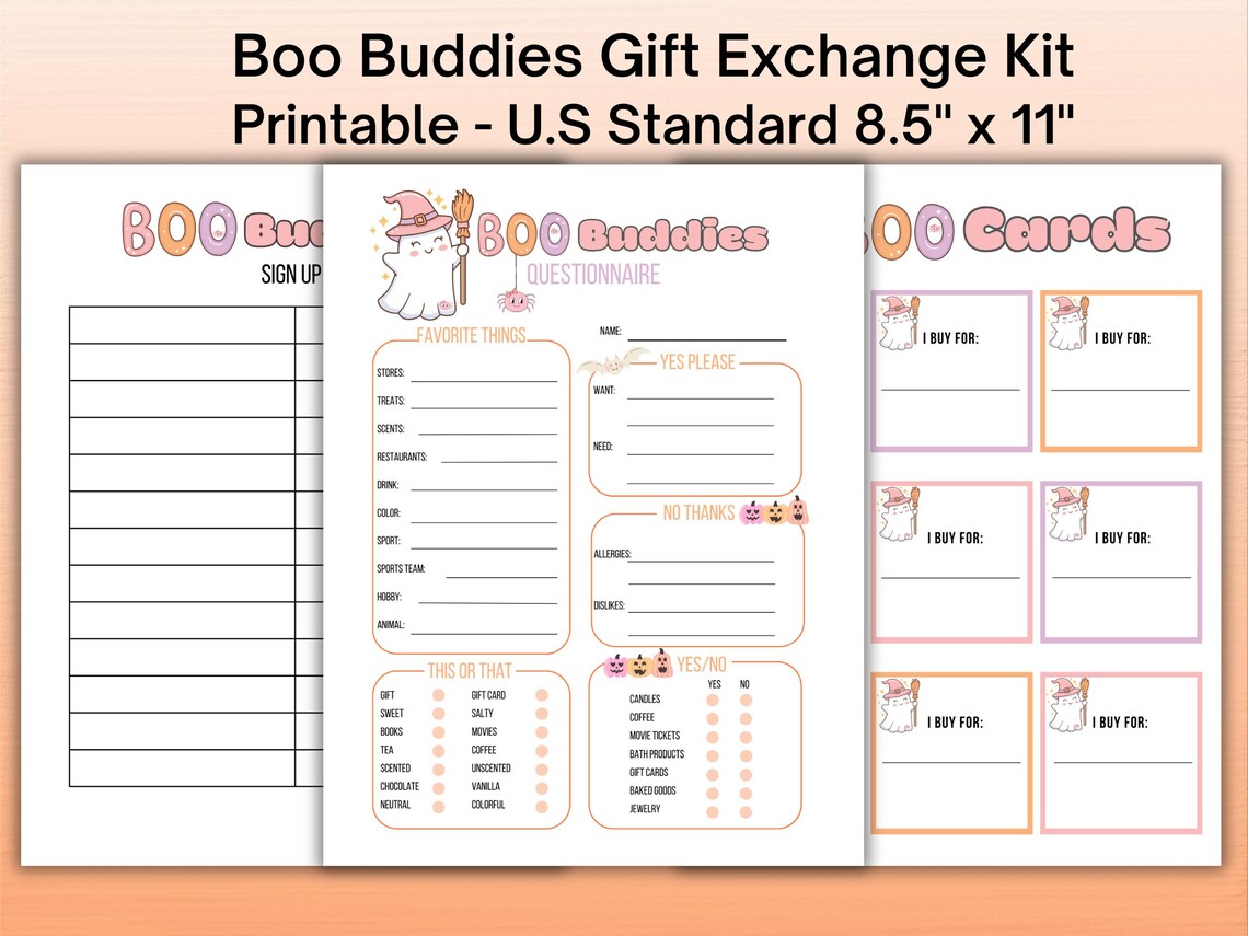 Boo Buddies Questionnaire, Boo Basket Questionnaire, Boo Buddy ...