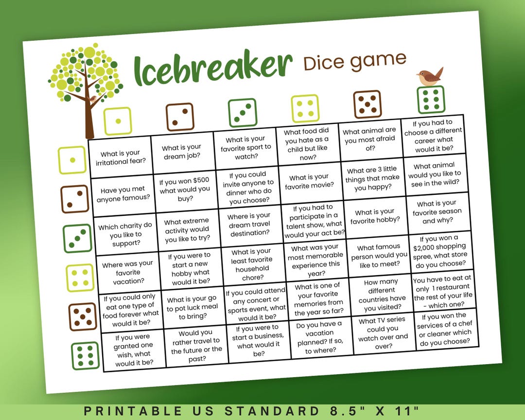 Ice Breaker Dice Game, Icebreaker Questions, Team Building Activities ...
