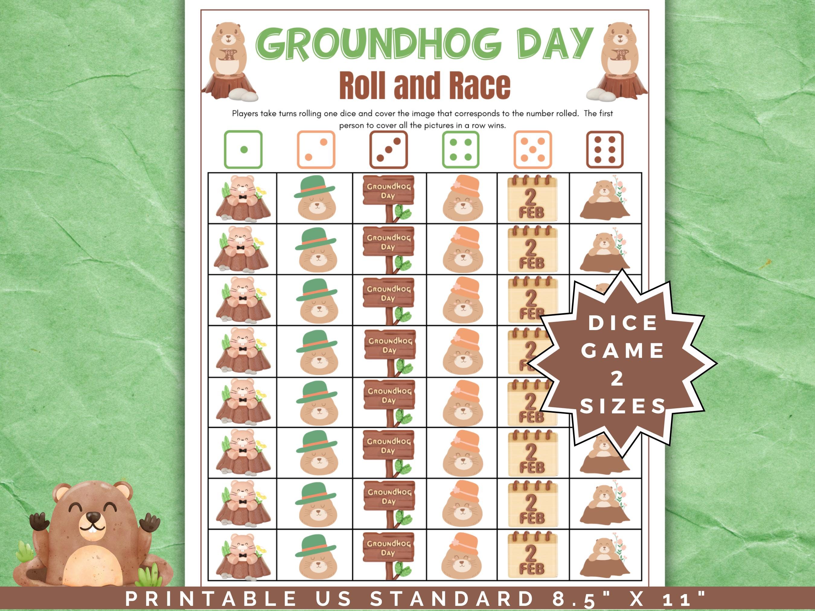 Groundhog Day Game, Printable Groundhogs Day Activity for Kids, Roll ...