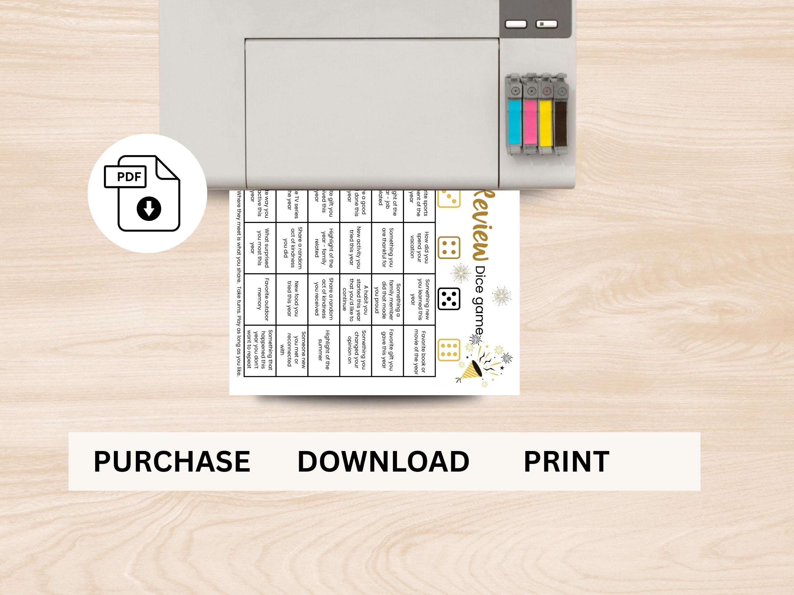 Year in Review Dice Game, Year End Reflection, New Years Eve Game, Ice ...