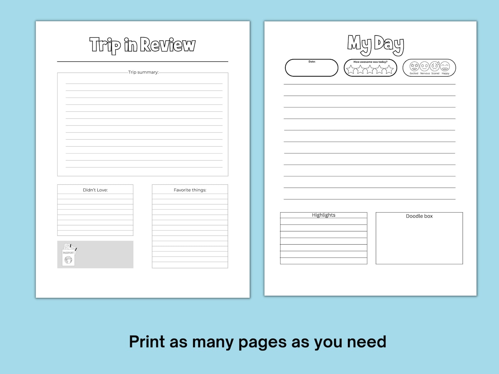Kids Travel Journal, Travel Diary, Printable Vacation Journal, Teen ...