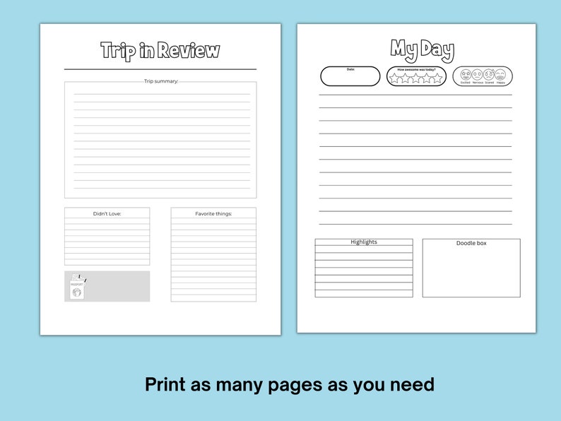 Kids Travel Journal, Travel Diary, Printable Vacation Journal, Teen ...