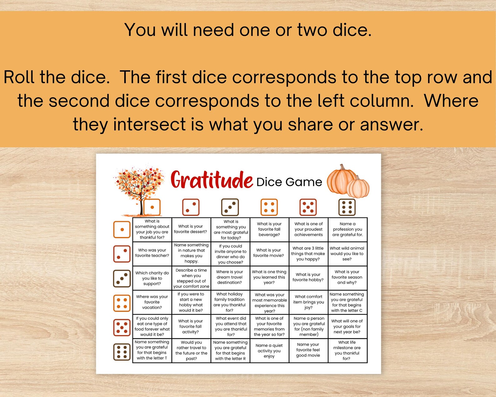 Gratitude Dice Game, Thanksgiving Conversation Starters, Gratitude Game ...