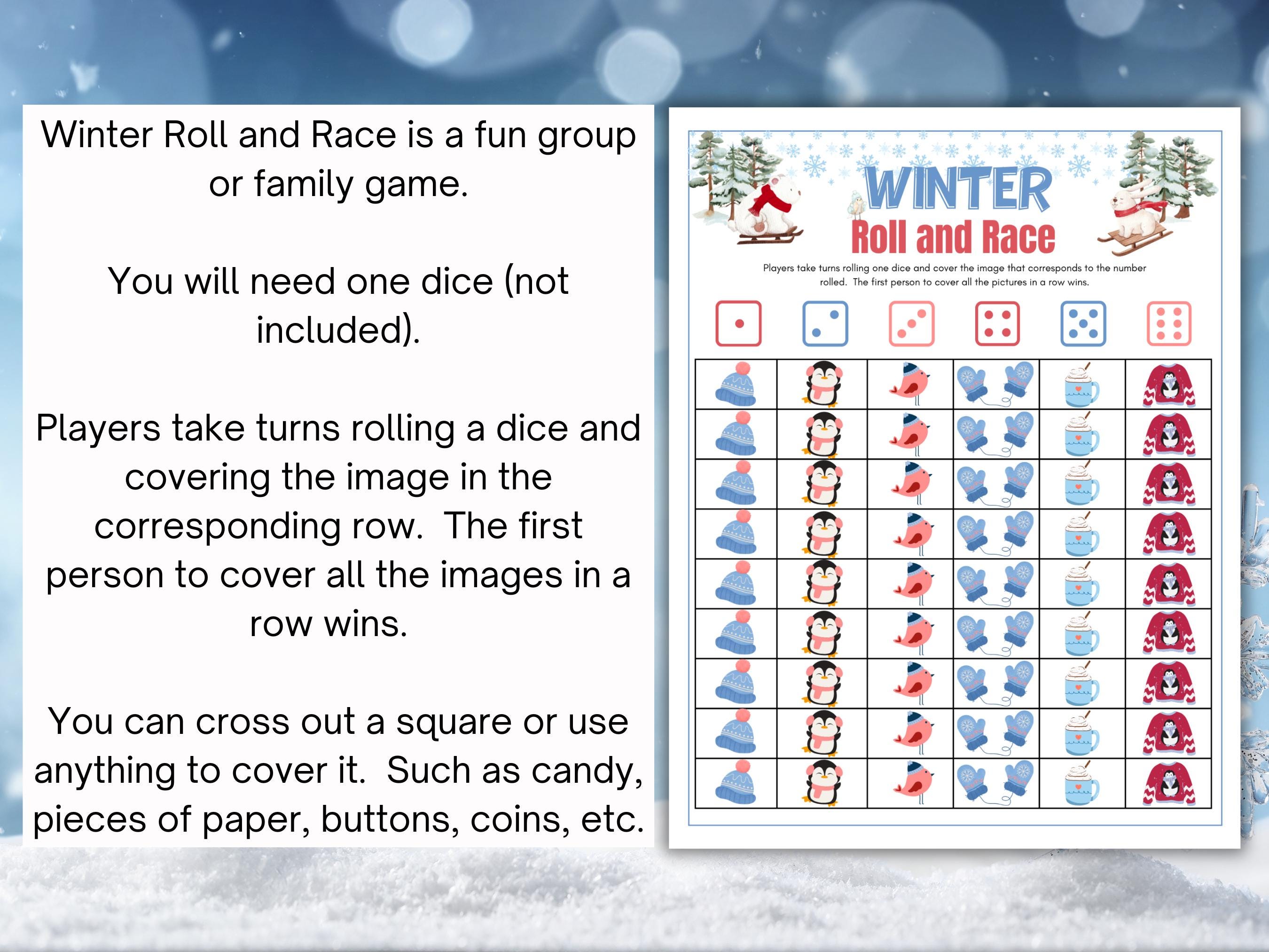 Christmas Dice Game, Roll and Race Game, Winter Dice Game, Christmas ...