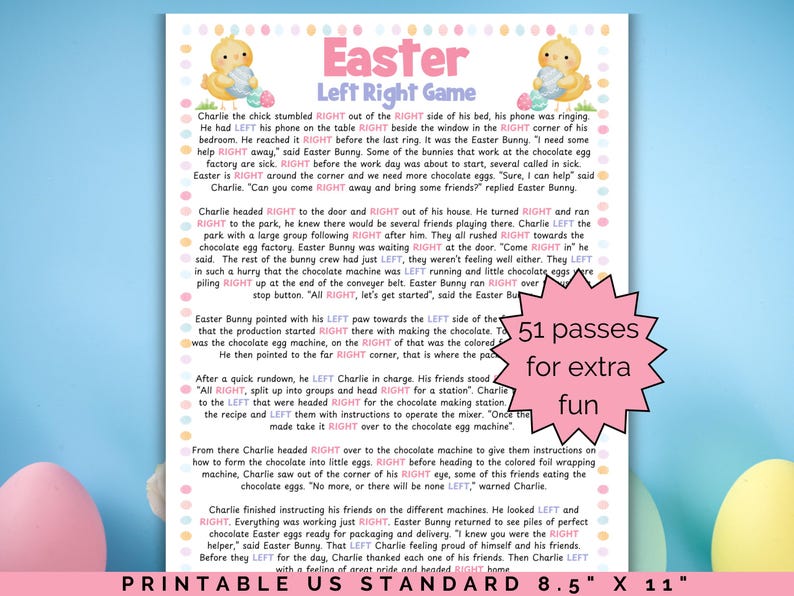 Easter Left Right Game, Easter Pass the Prize, Egg Exchange Game, Pass ...