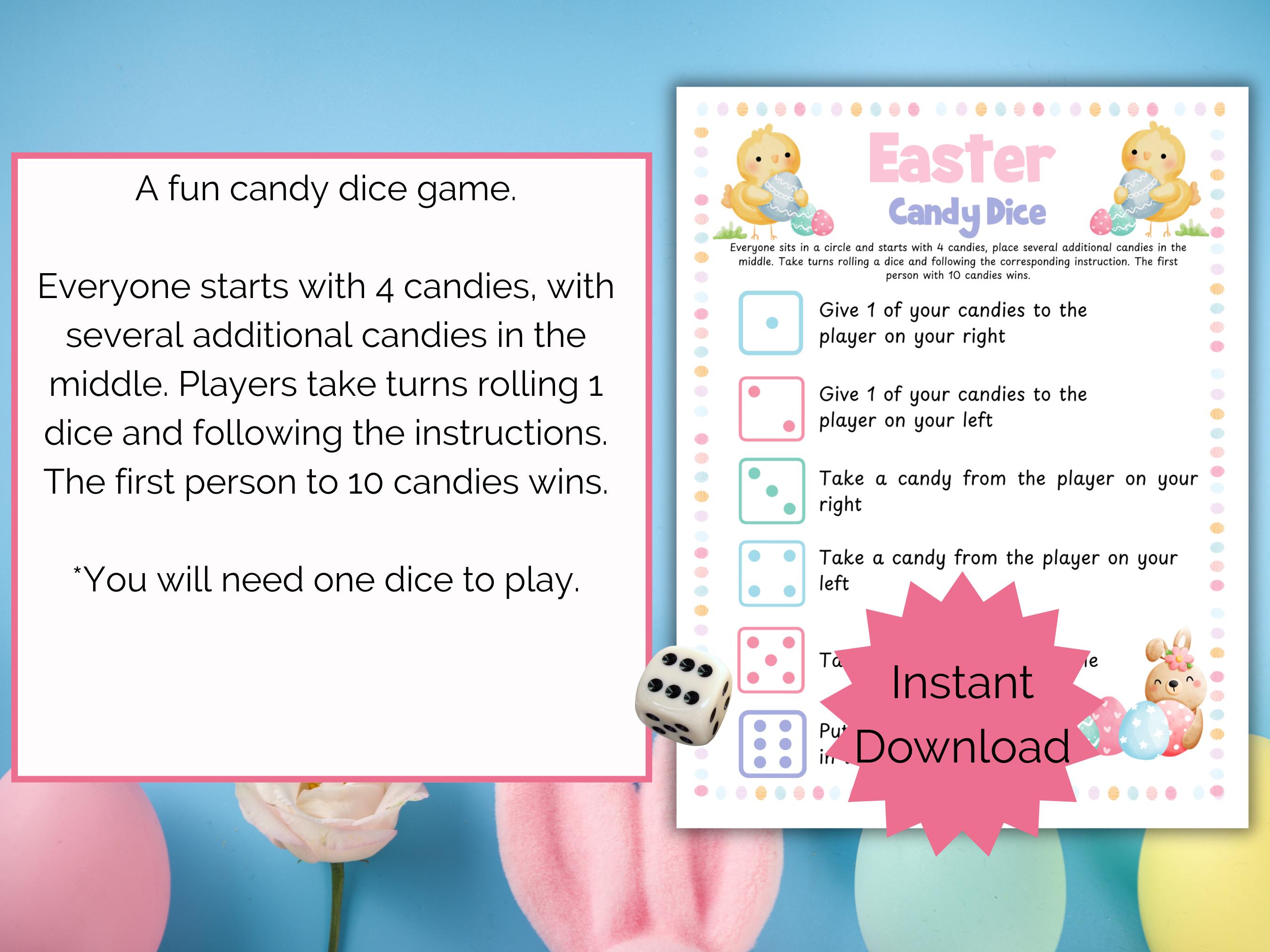 Easter Candy Dice Game, Printable Easter Game for Kids - Etsy