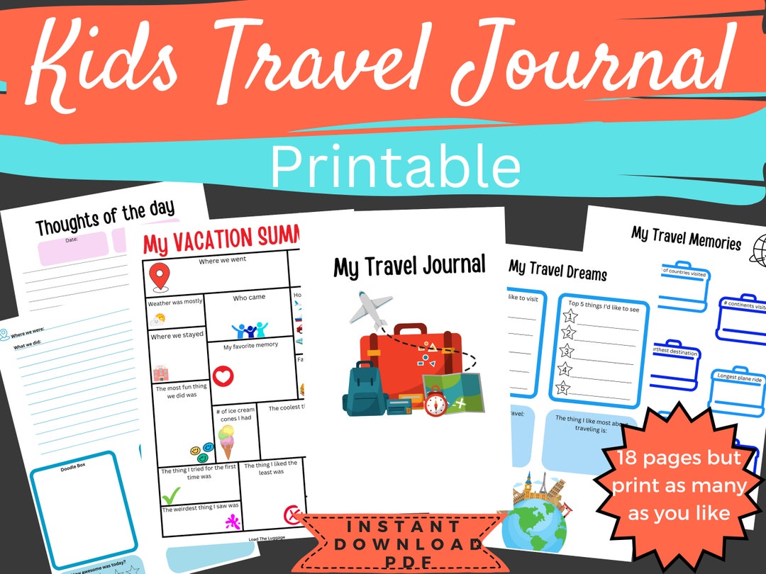 Kids Travel Journal Travel Diary Printable Vacation Journal - Etsy