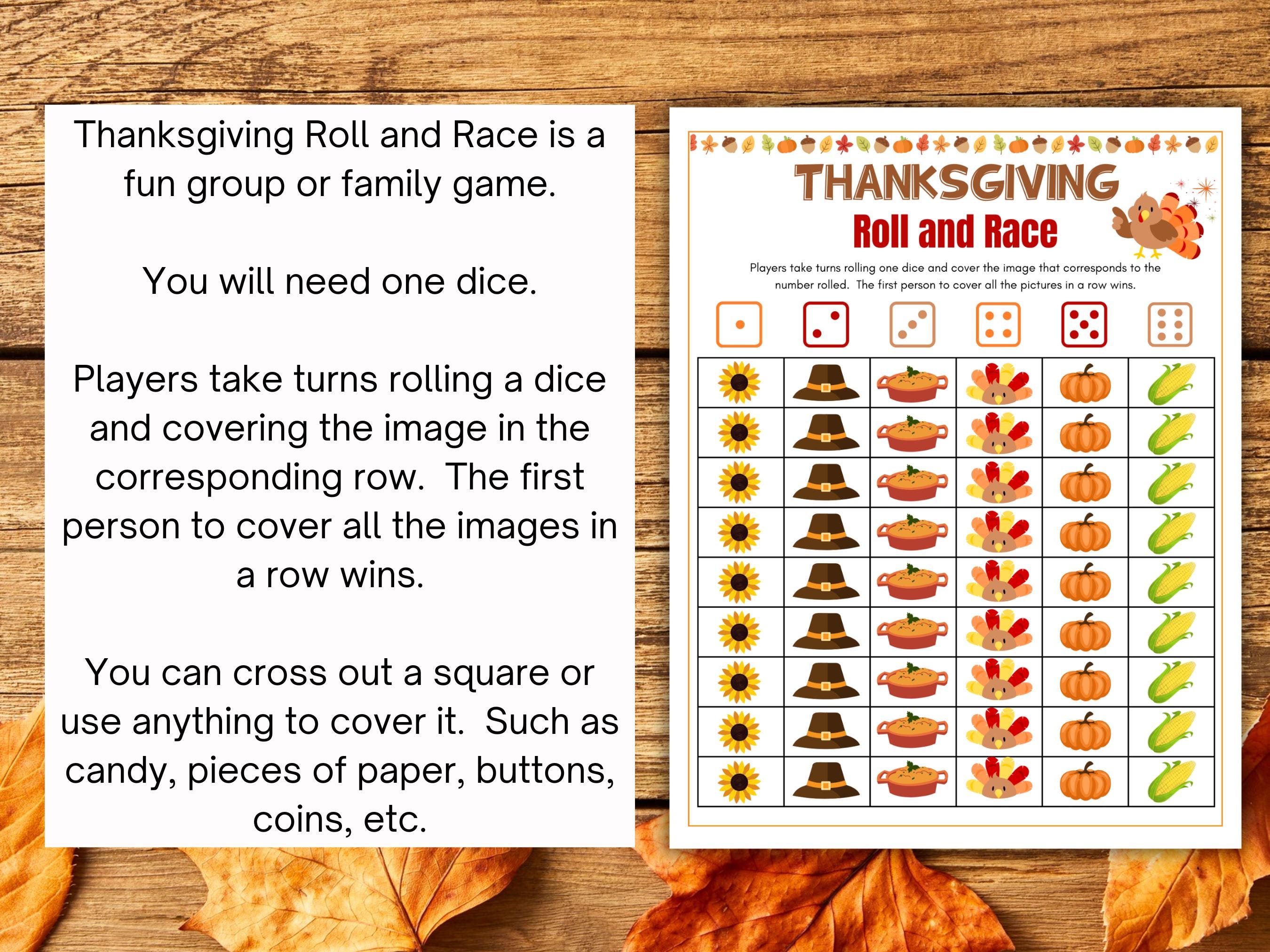 Thanksgiving Dice Game, Family Thanksgiving Game, Printable ...