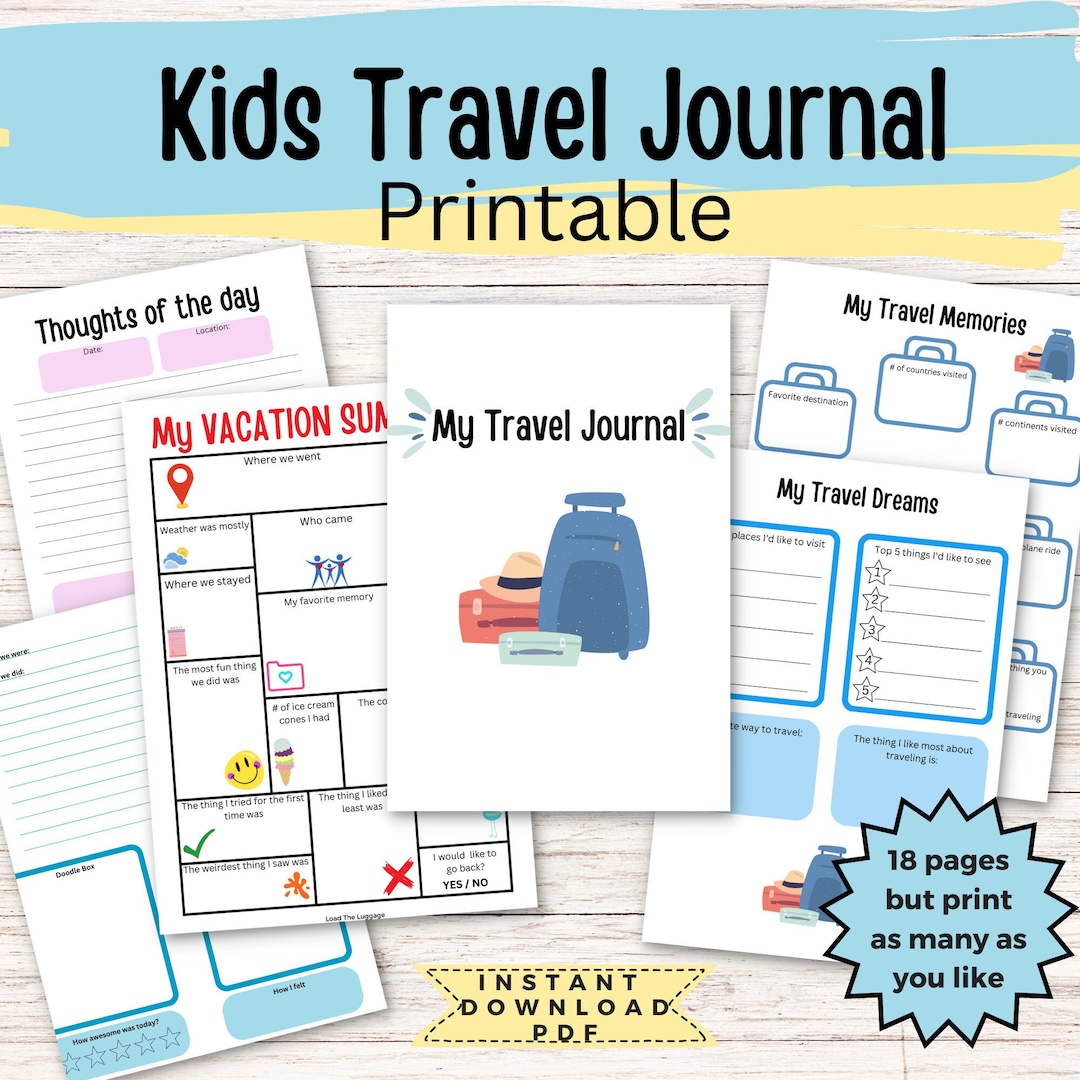 Kids Travel Journal, Travel Diary, Printable Vacation Journal, Teen ...