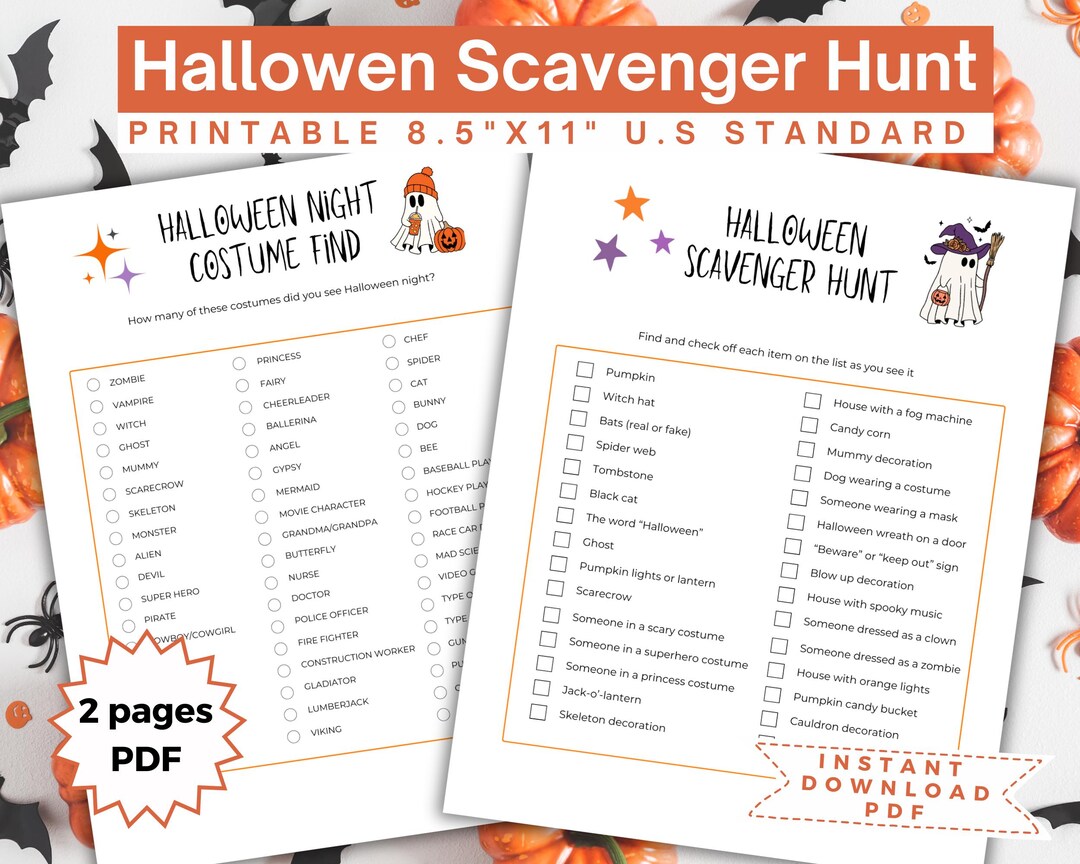 Outdoor Halloween Scavenger Hunt Kids, Halloween Scavenger Hunt Tweens ...