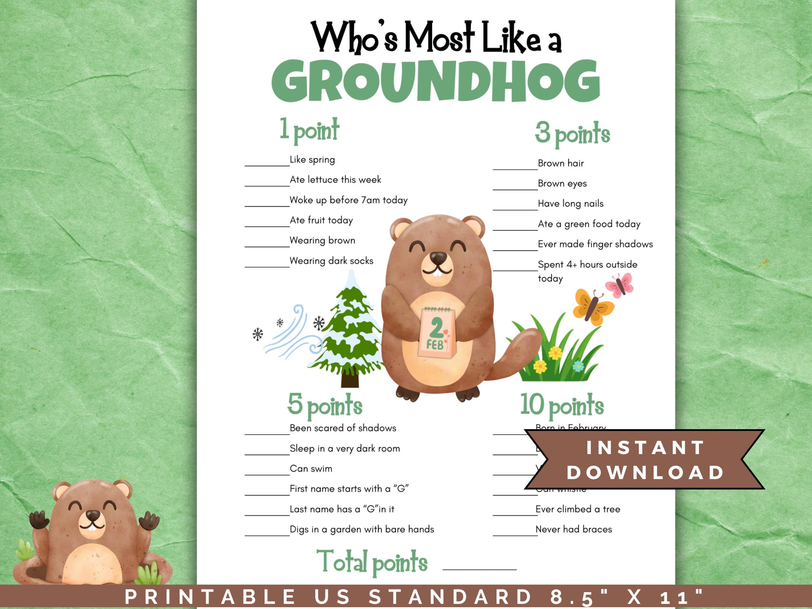 Groundhog Day Game, Printable Groundhogs Day Activity for Kids, Most ...