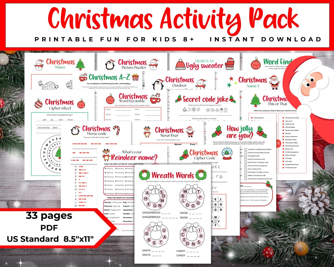 Printable Christmas Activities, Christmas Activity Pack, Christmas ...