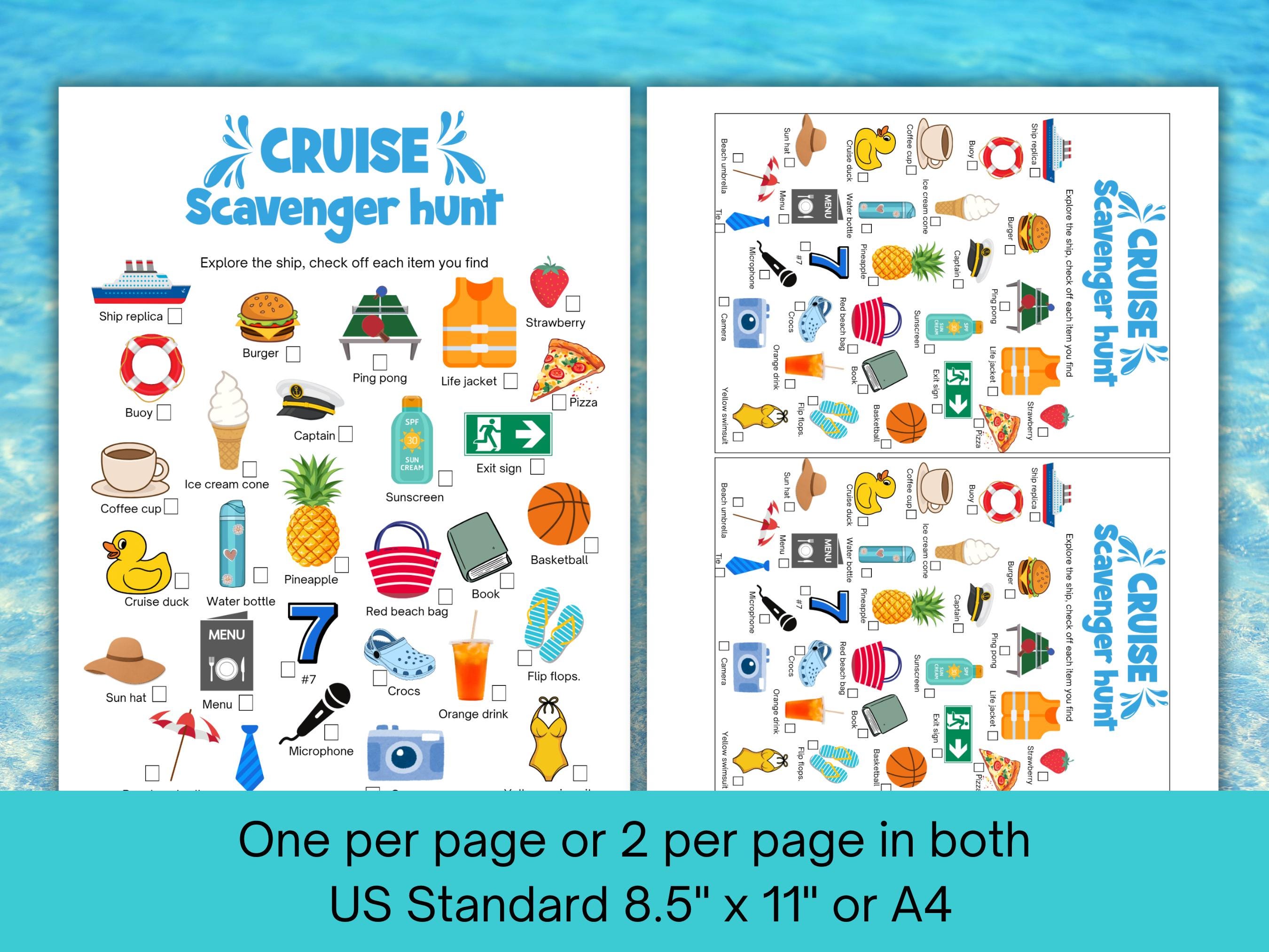 Cruise Ship Scavenger Hunt, Printable Cruise Scavenger Hunt for Kids ...