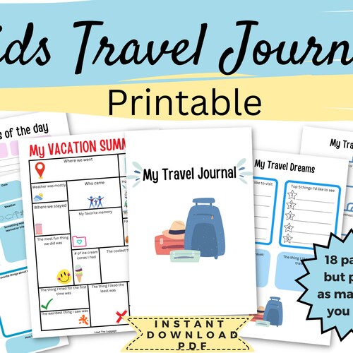 Kids Travel Journal Travel Diary Printable Vacation Journal - Etsy