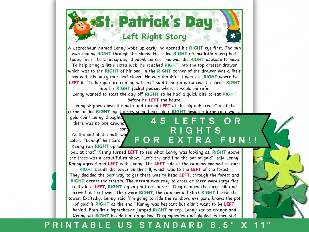 St. Patrick's Day Left Right Game Printable | Leprechaun Story | St ...