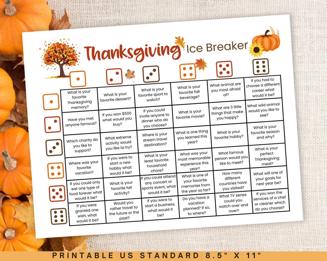 Thanksgiving Conversation Starters, Thanksgiving Ice Breaker ...