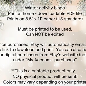 Printable Winter Activity Bingo, Winter Bingo Game, Winter Bucket List ...