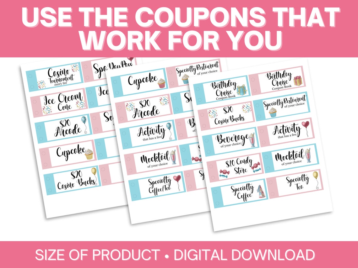 Birthday Cruise Coupon Book Printable Cruise Coupons Cruise - Etsy