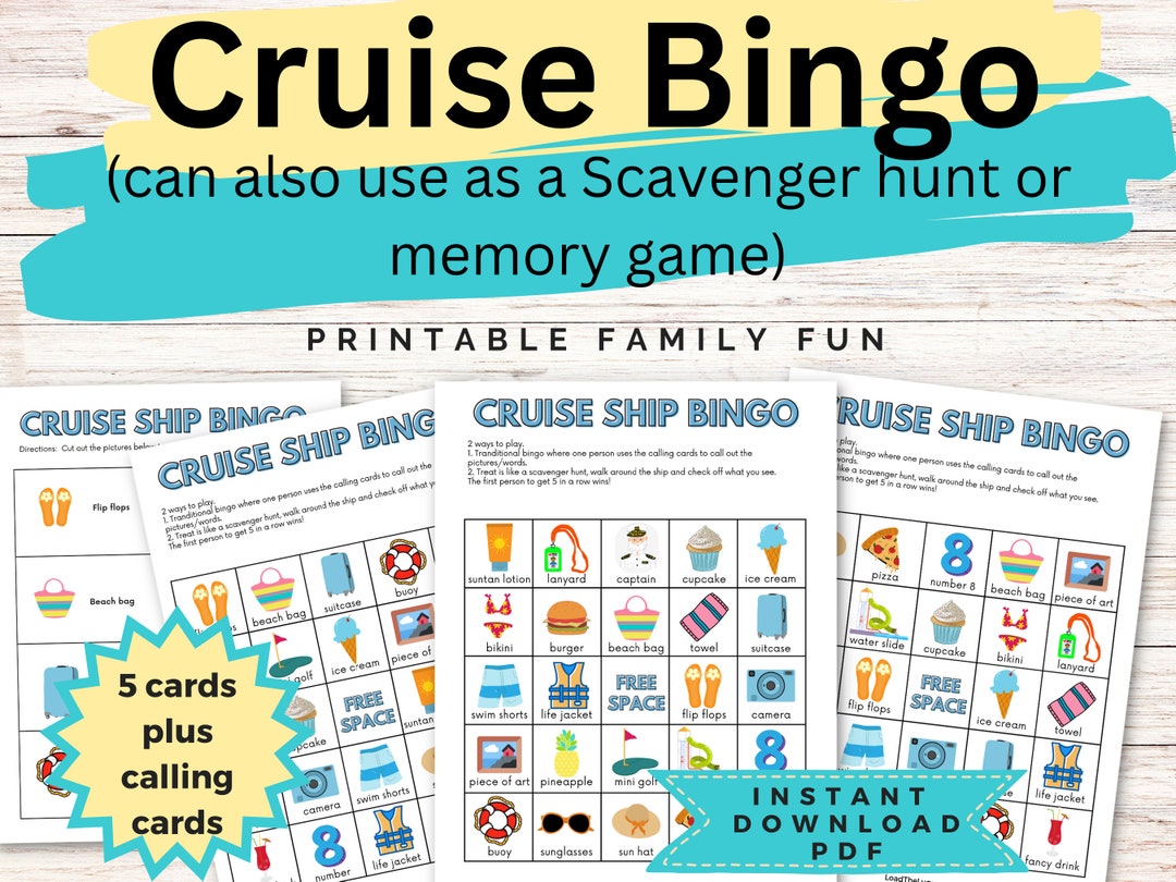 Cruise Bingo Cruise Activities for Kids Travel Games Travel - Etsy