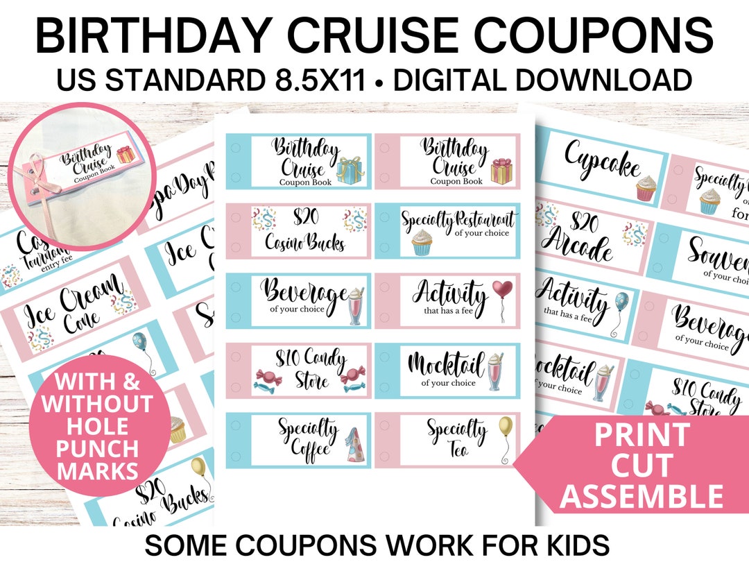 Birthday Cruise Coupon Book Printable Cruise Coupons Cruise Etsy Birthday Cruise Coupon Book Printable Cruise Coupons Cruise Etsy