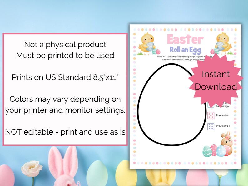 Roll an Egg, Easter Dice Game, Printable Classroom Activity - Etsy