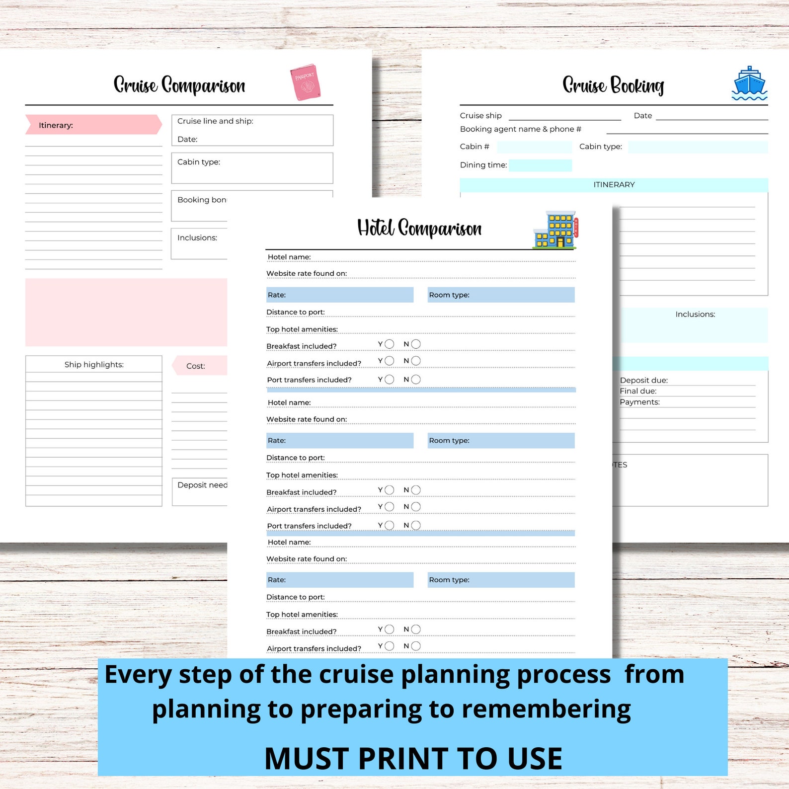 Cruise Organizer, Cruise Planner, Cruise Planning, Printable Cruise ...
